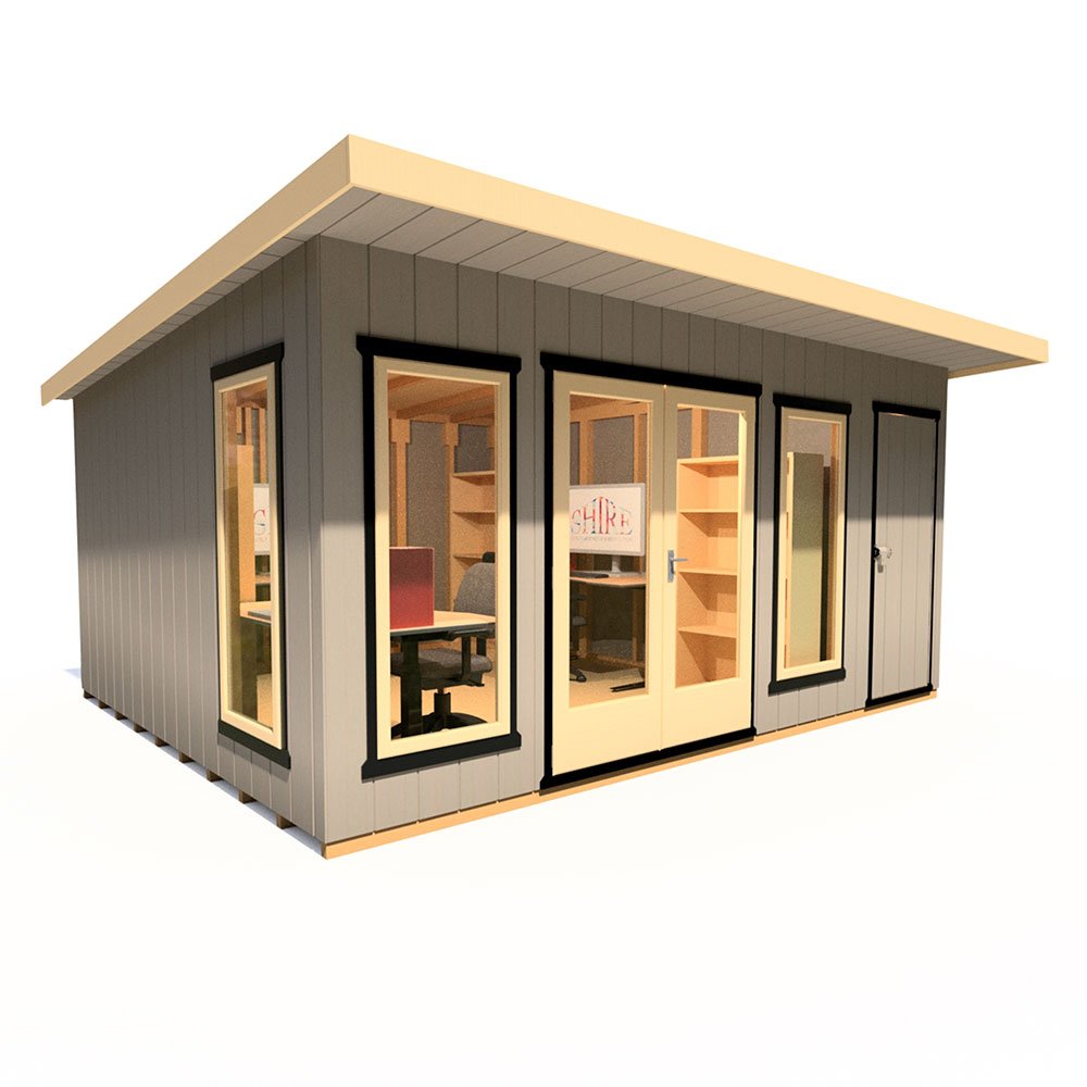 Shire 16x12 Cali Garden Office with Side Storage - elbec garden buildings
