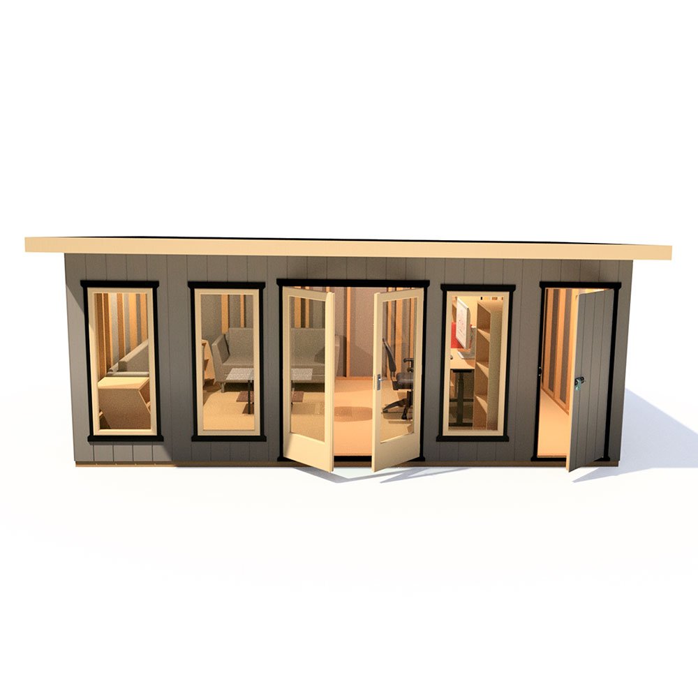 Shire 20x12 Cali Garden Office with Side Storage - elbec garden buildings