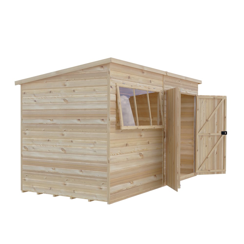 12x6 Shire Ranger Pent Shed With Double Doors - elbec garden buildings