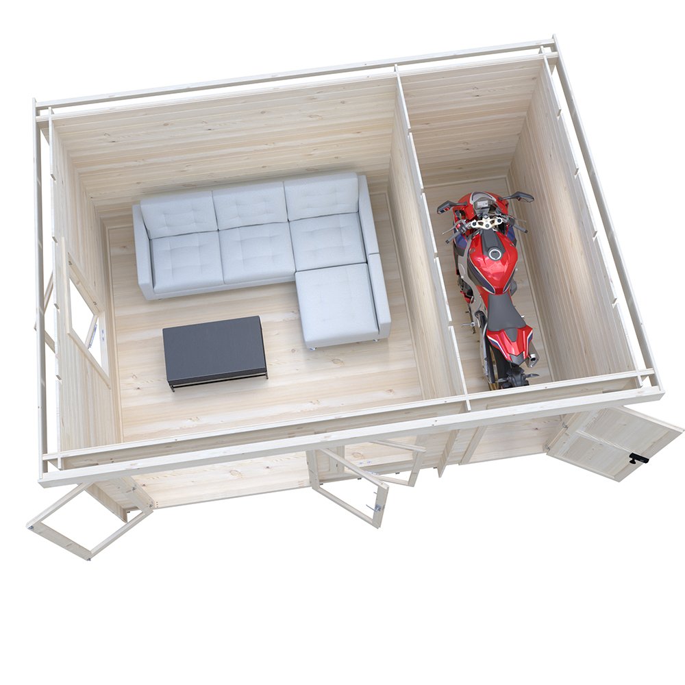 10x14 Shire Elm Log Cabin with Shed - elbec garden buildings