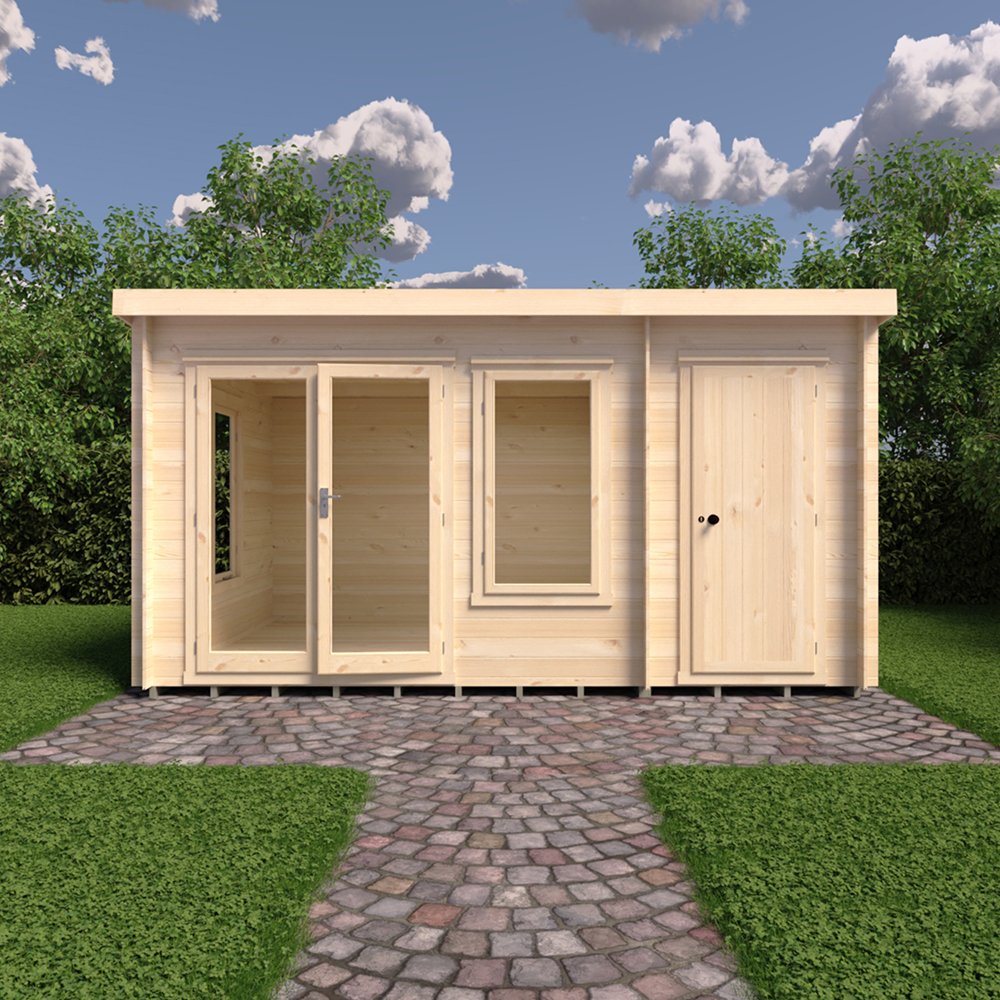 10x14 Shire Elm Log Cabin with Shed - elbec garden buildings