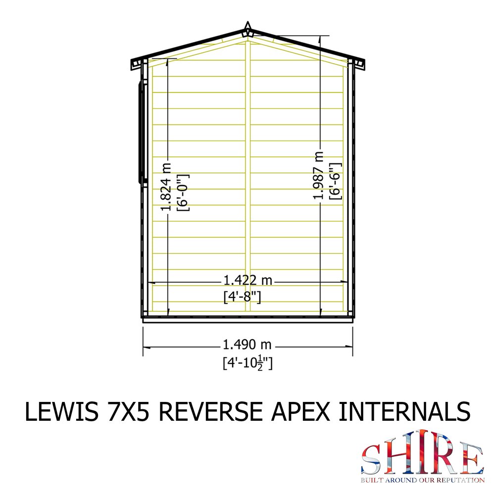 7x5 Shire Premium Reverse Apex Shed Door in Left- elbec garden buildings