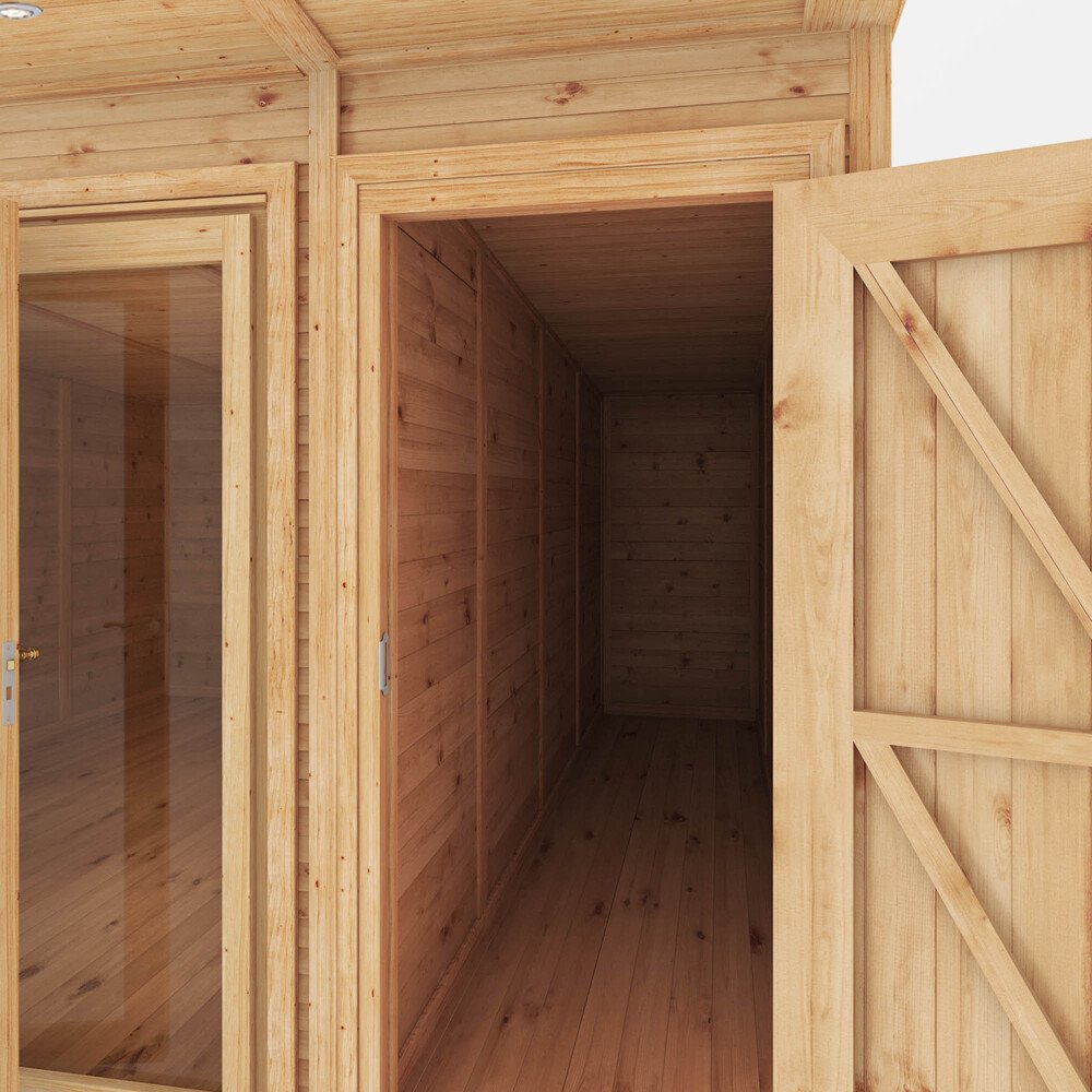 4mx4m Insulated Garden Room + Side Shed - elbec garden buildings