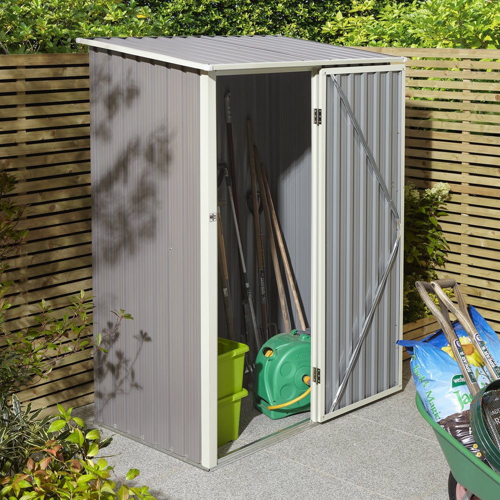 Trentvale 5x3 Metal Pent Shed L/Grey - elbec garden buildings