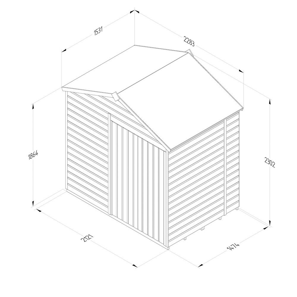 Forest 7x5 Apex Shed Windowless - elbec garden buildings