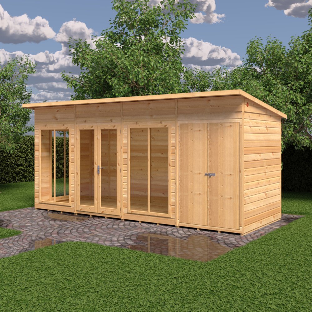 16x6 Shire Lela Summerhouse & Side Shed - elbec garden buildings
