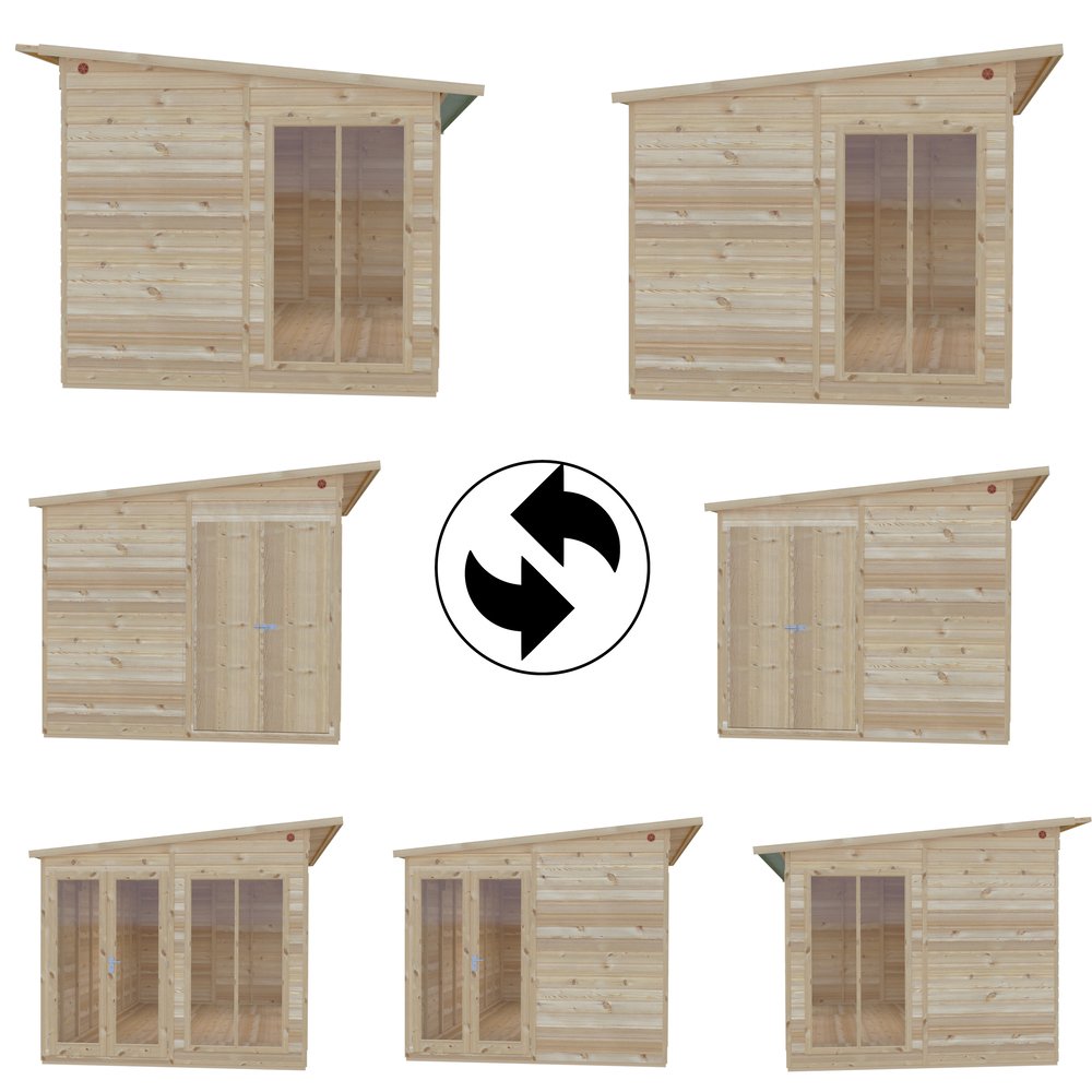 12x8 Shire Lela Summerhouse & Side Shed - elbec garden buildings