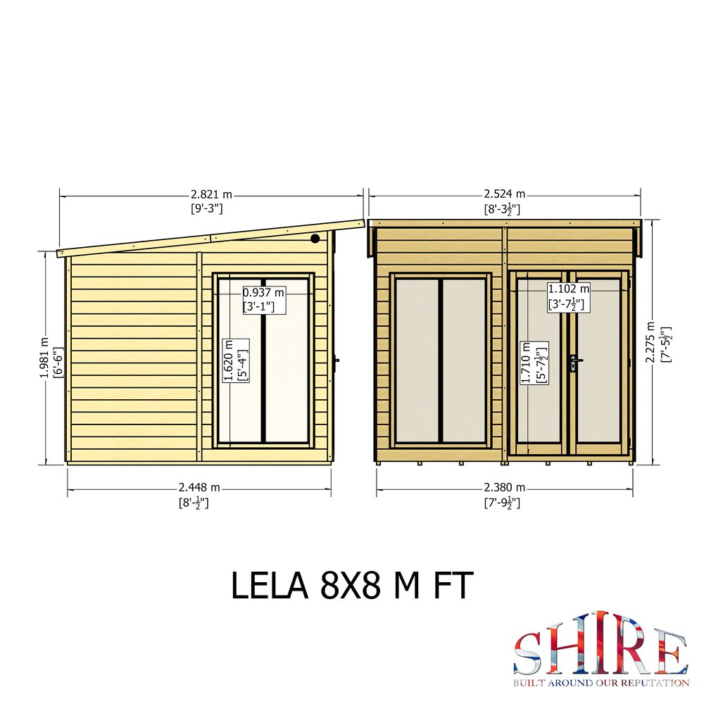 8x8 Shire Lela Summerhouse - elbec garden buildings