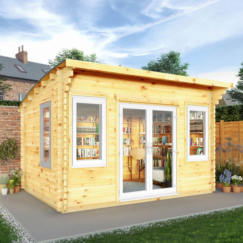 Mercia 4m x3m Curved Roof Log Cabin 44mm - elbec garden buildings