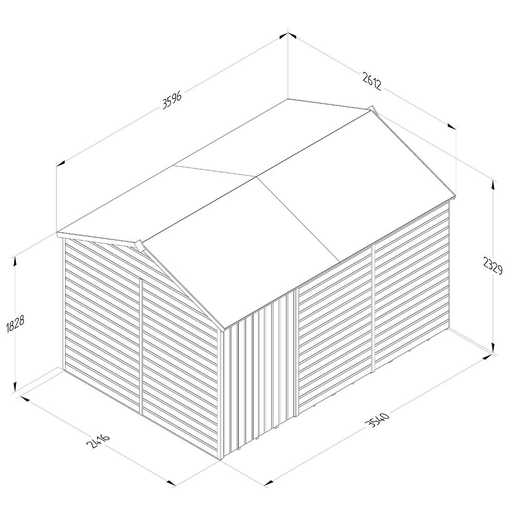 Forest Beckwood 12x8 Reverse Apex Shed - elbec garden buildings