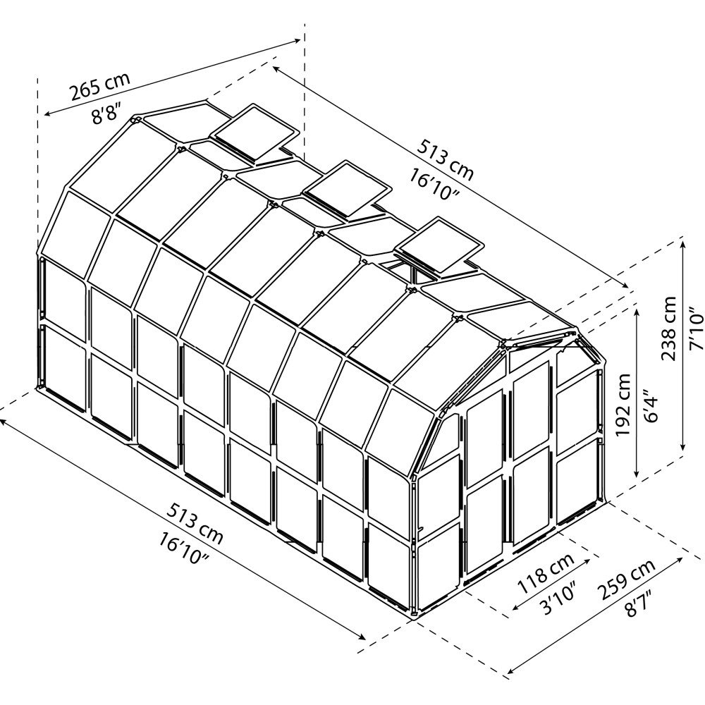 Canopia Barn Style 8x16 Greenhouse Kit - elbec garden buildings