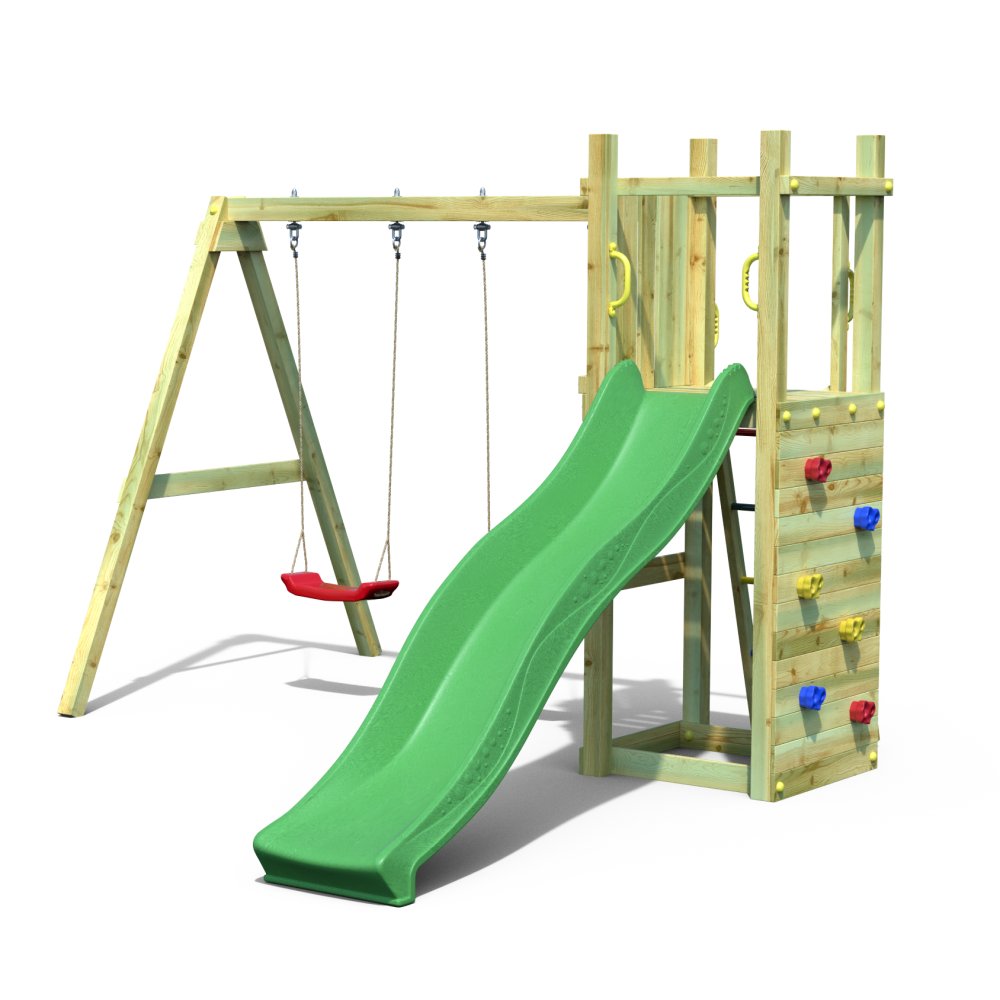 Shire Rock Wall Double Swing & Slide - elbec garden buildings