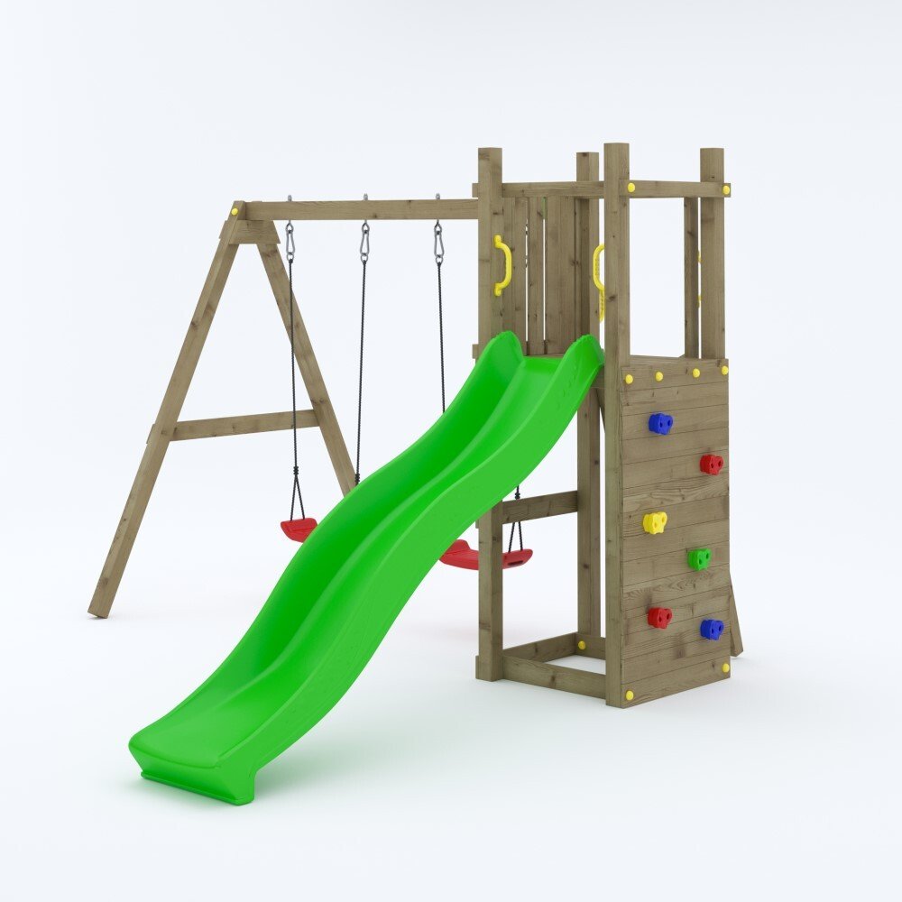 Shire Rock Wall Double Swing & Slide - elbec garden buildings