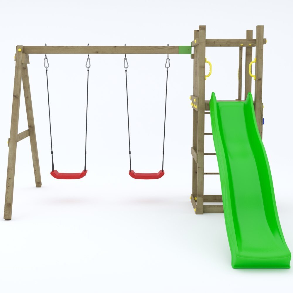 Shire Rock Wall Double Swing & Slide - elbec garden buildings