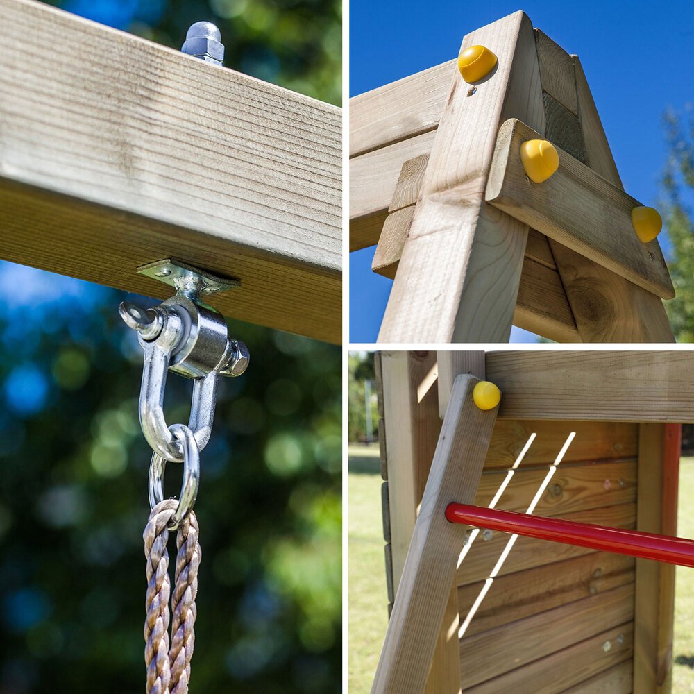 Sky High Hideout Double Swing & Slide - elbec garden buildings