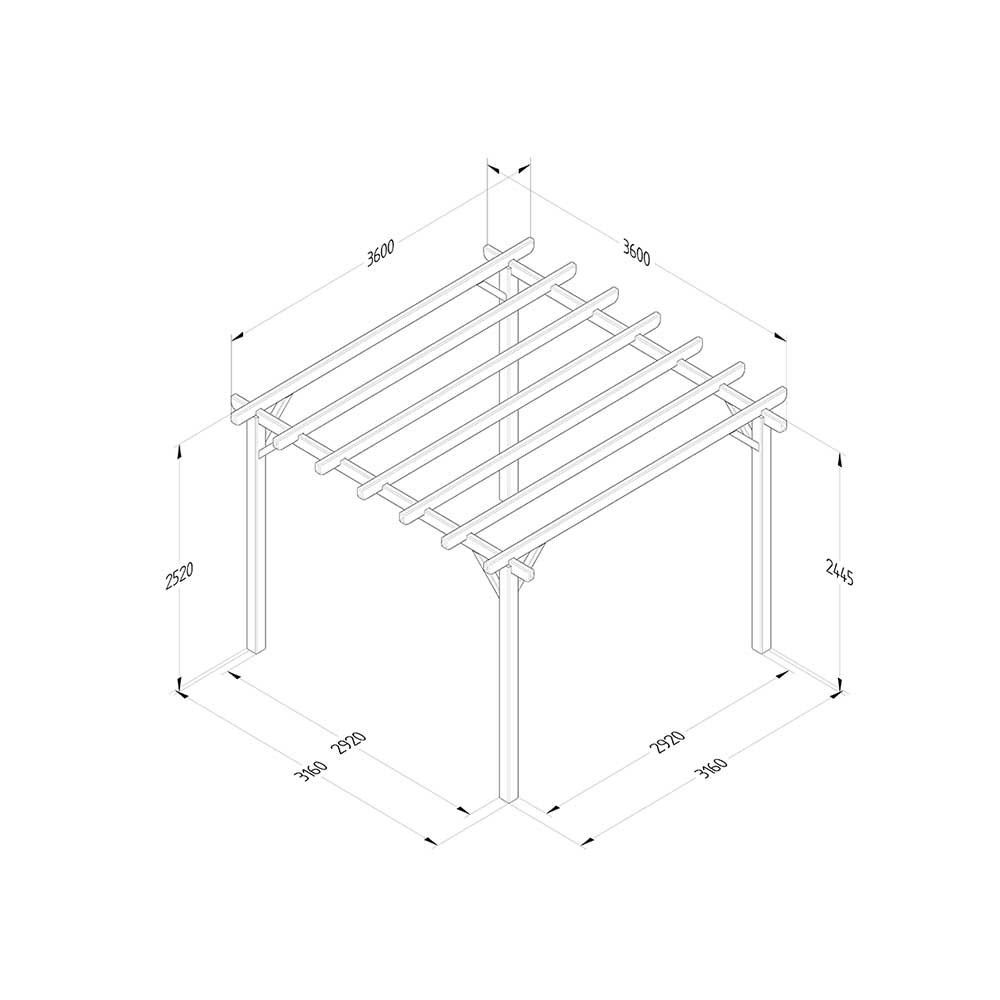 Forest Ultima Premium Pergola 3.6m - elbec garden buildings