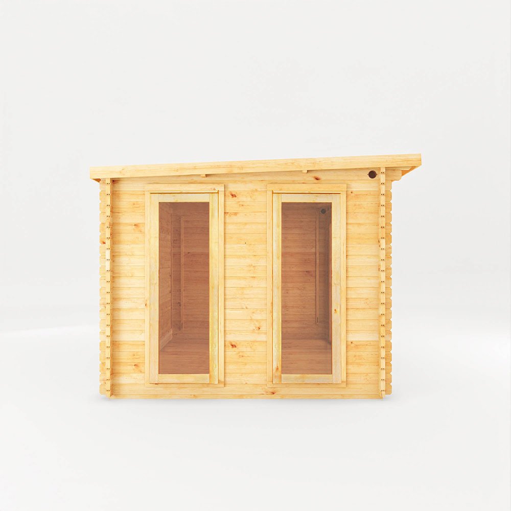 Mercia 7m x 3m Pent Log Cabin & Patio - elbec garden buildings
