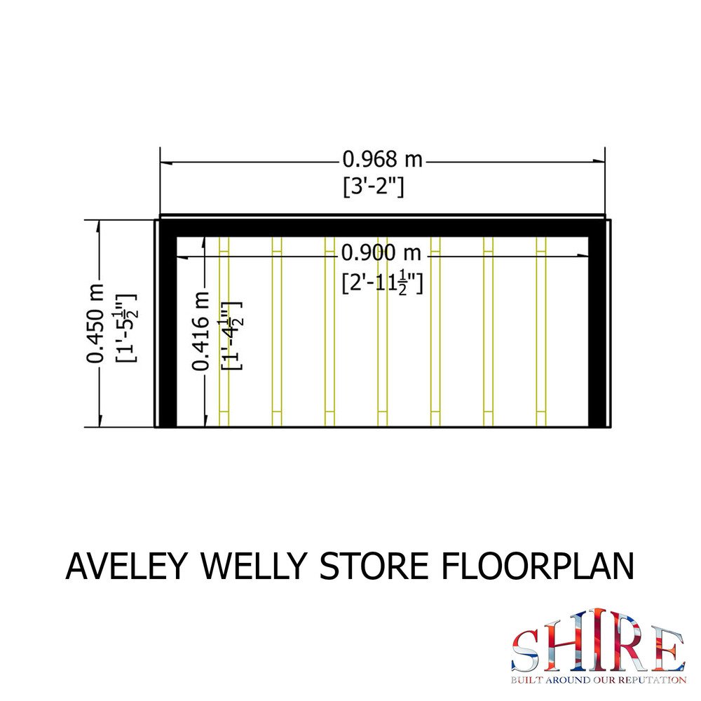 Shire Aveley Welly Store 3x1 Pressure Treated - elbec garden buildings