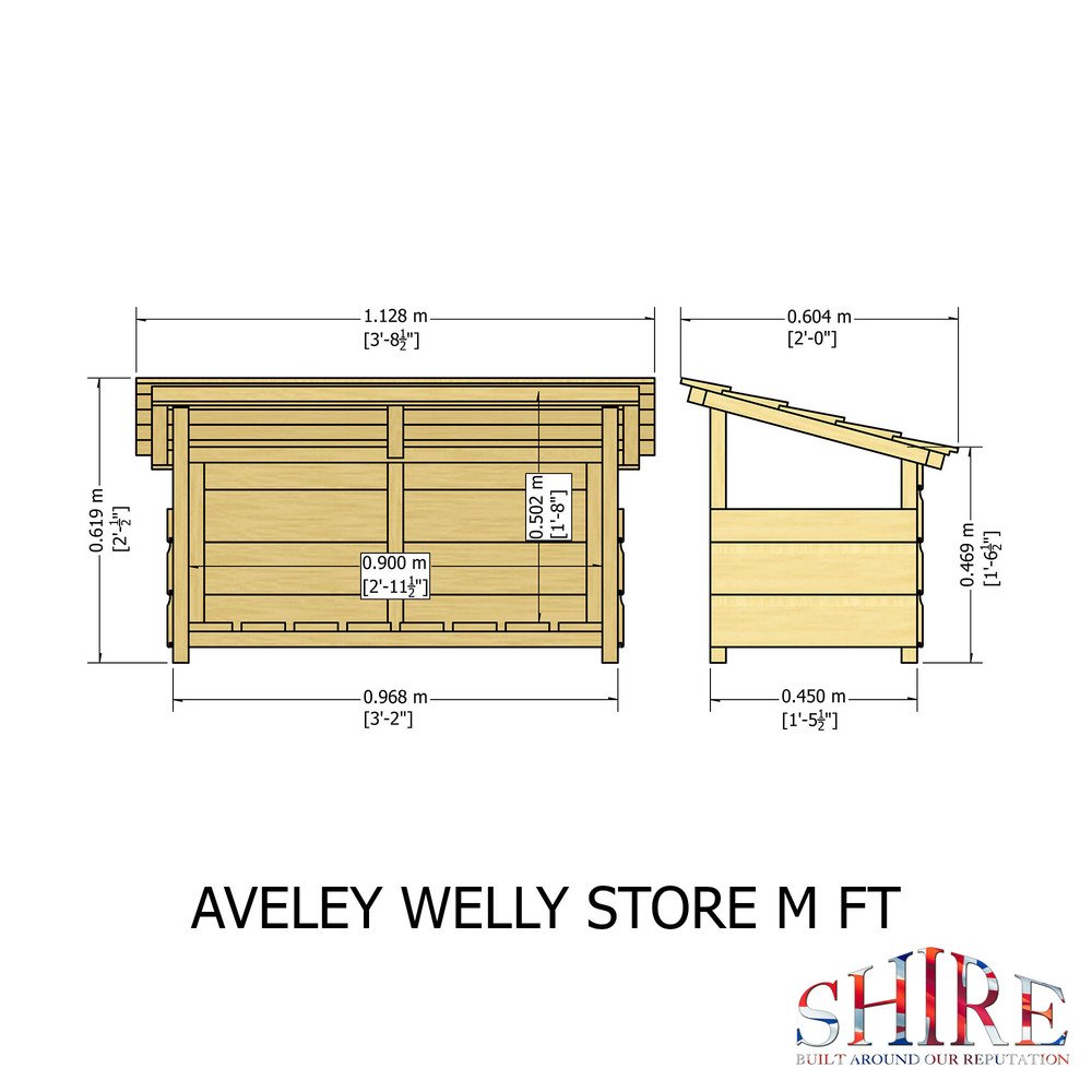 Shire Aveley Welly Store 3x1 Pressure Treated - elbec garden buildings
