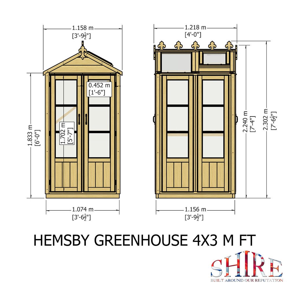 4 x 4 Shire Hemsby Wooden Greenhouse - elbec garden buildings