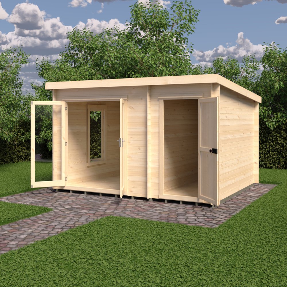 10x12 Shire Elm Log Cabin with Shed - elbec garden buildings