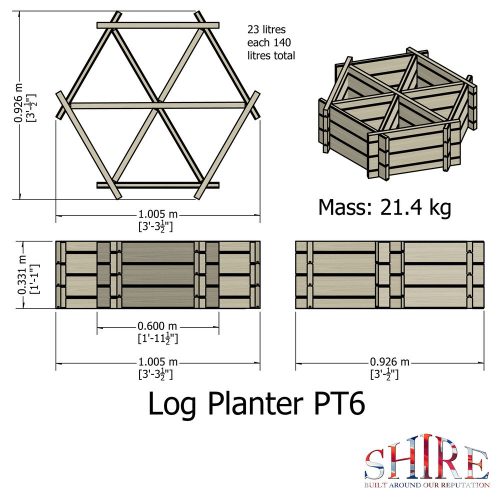 Shire Hexagonal Planter Large - elbec garden buildings