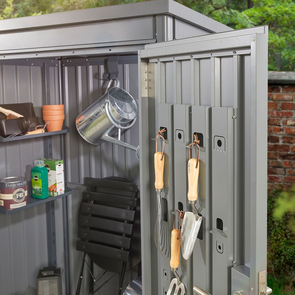 Hex Living Weston Pent Metal Shed 4 x 2 Grey - elbec garden buildings