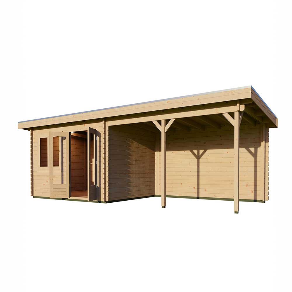 Lugarde Woodpro 7x3m Log Cabin & Canopy - elbec garden buildings