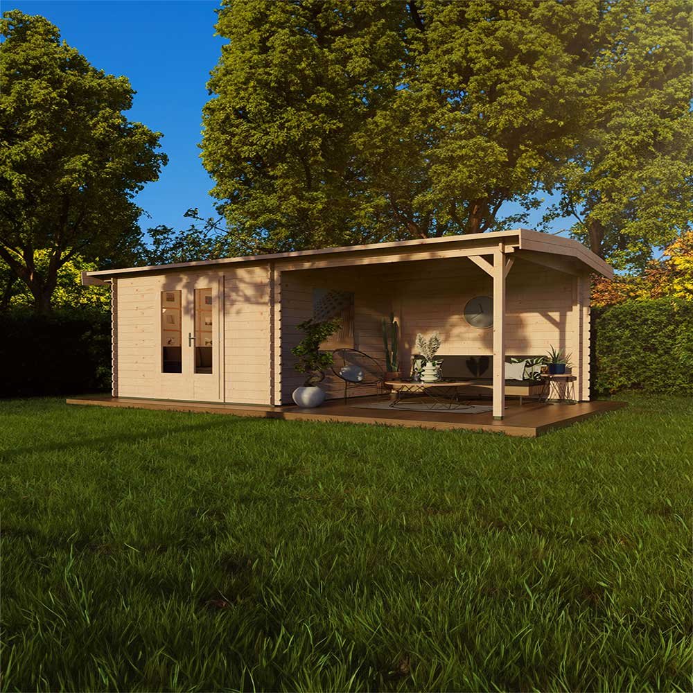 Lugarde 6x3m Reverse Apex Cabin & Canopy - elbec garden buildings