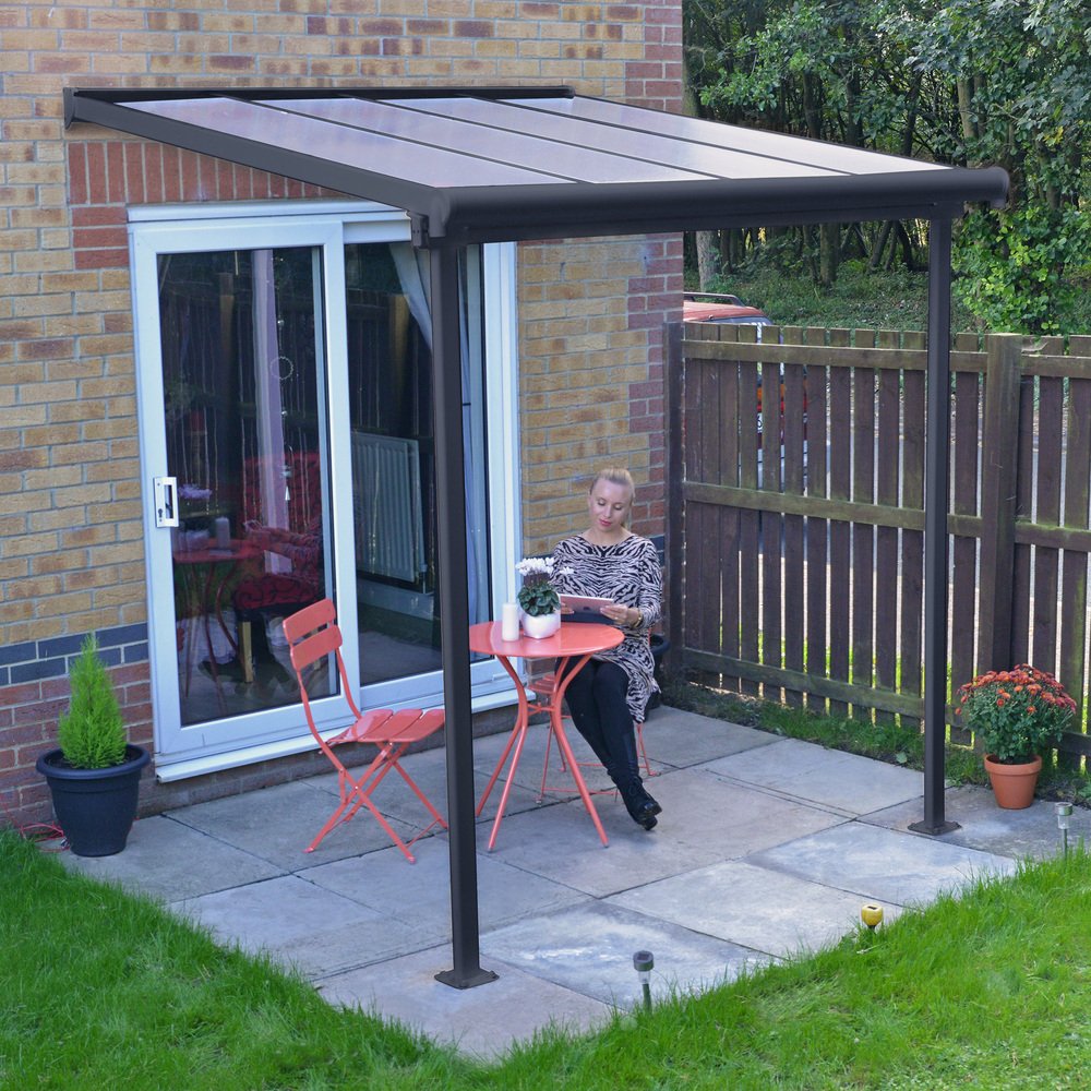 7x7 Sierra Grey Clear Patio Cover - elbec garden buildings