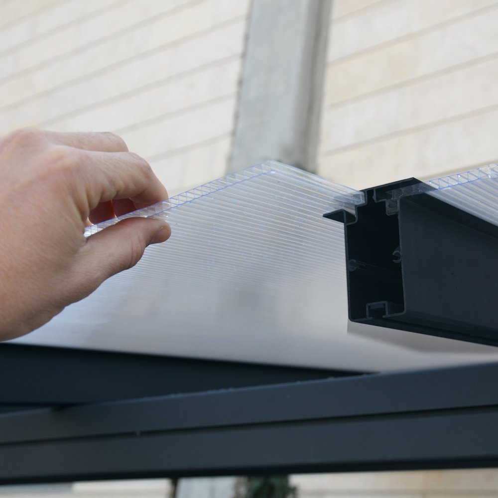 7x7 Sierra Grey Clear Patio Cover - elbec garden buildings