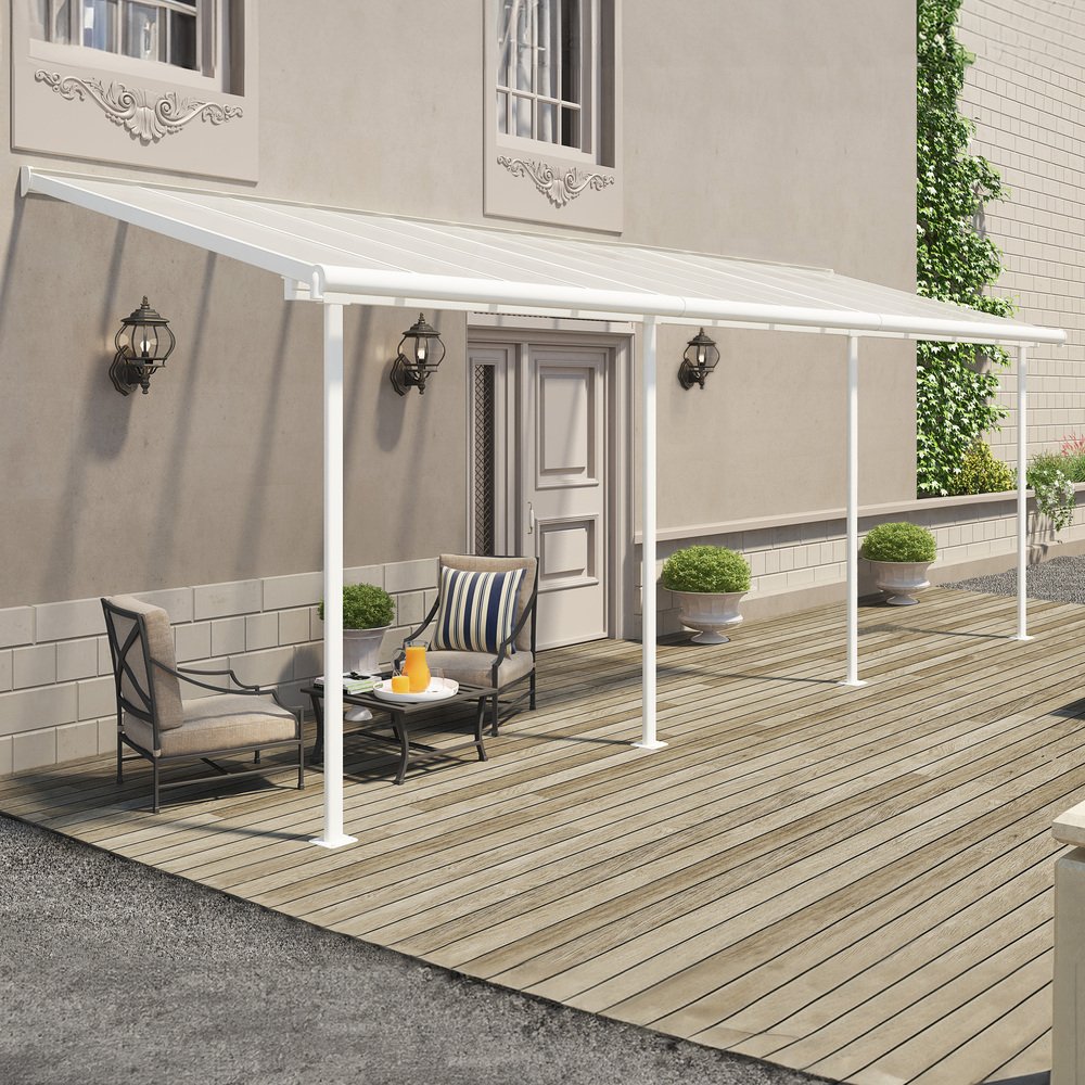 7x22 Sierra White Clear Patio Cover - elbec garden buildings