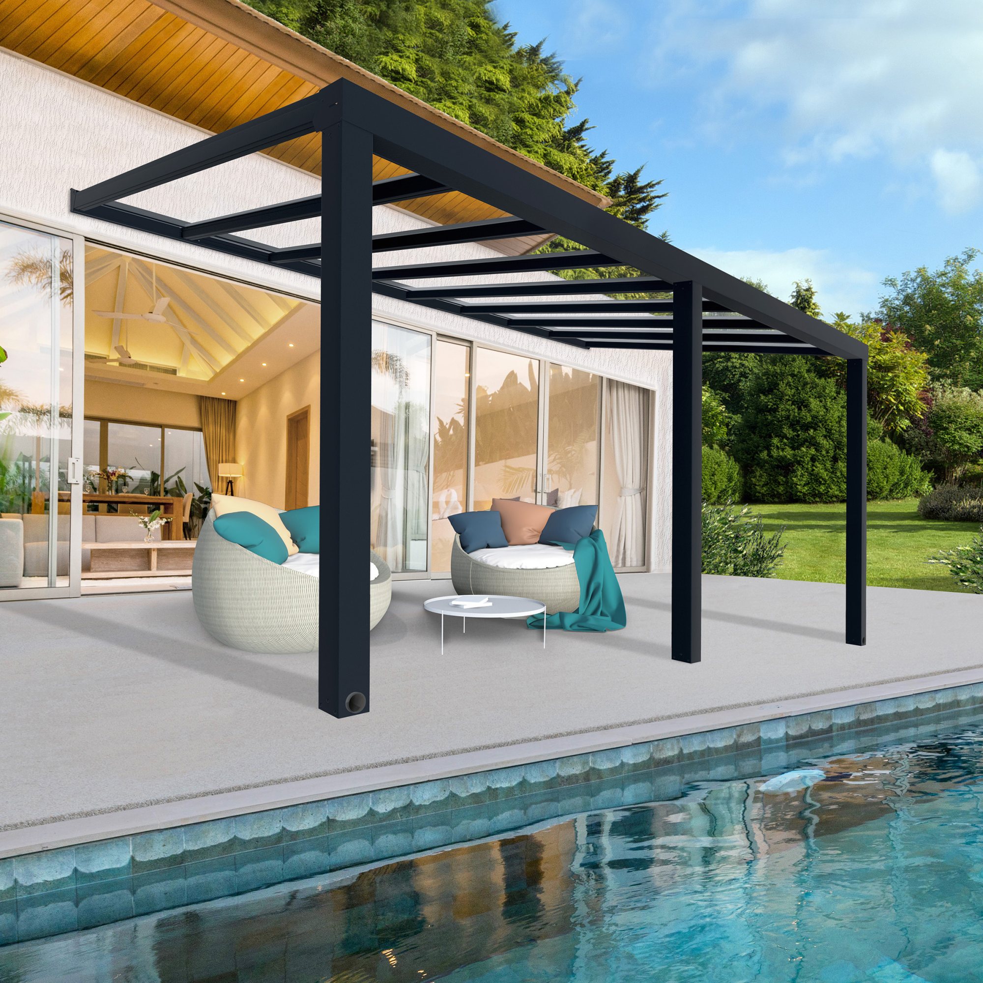 11x19 Stockholm Grey Clear Patio Cover - elbec garden buildings