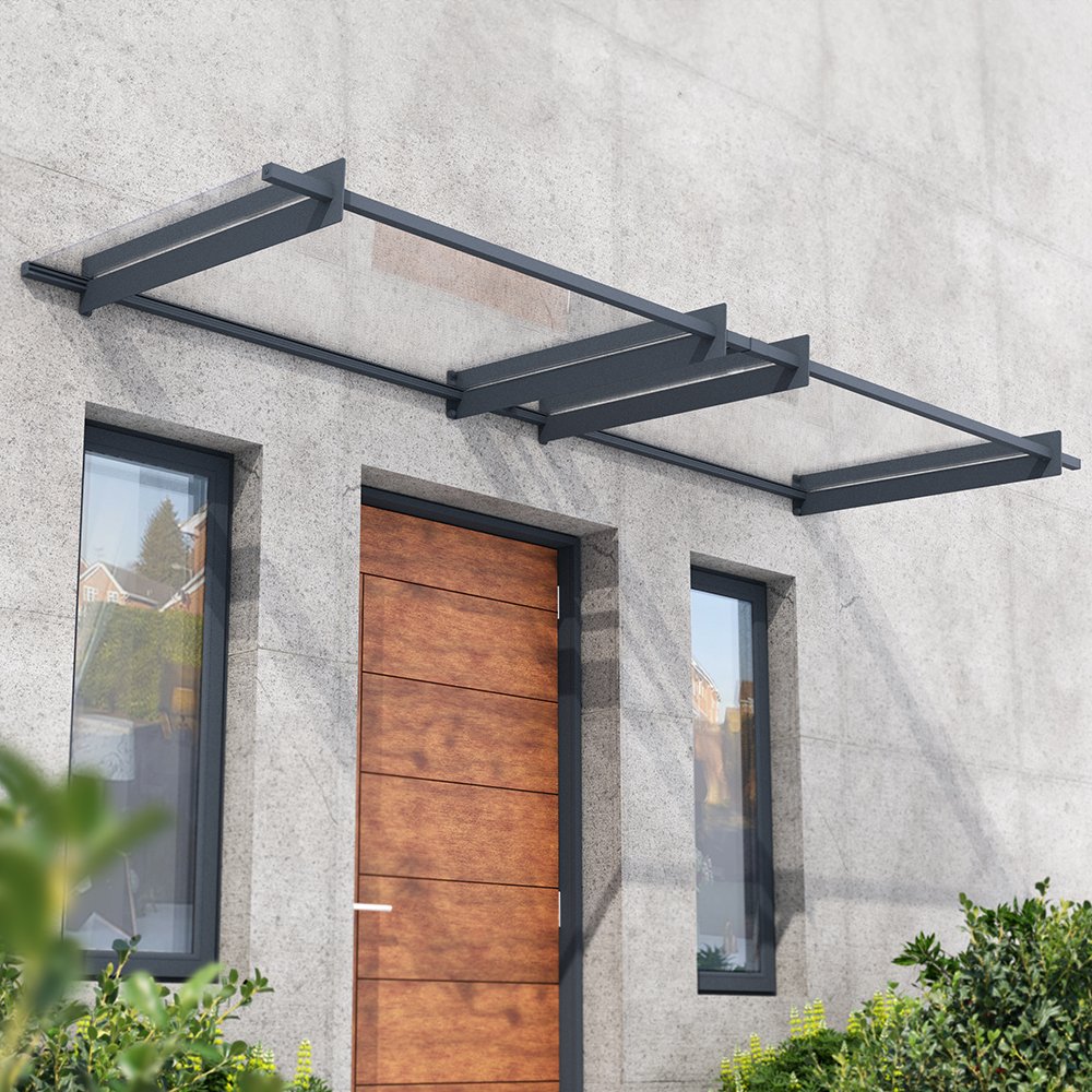 Palram Canopia Nancy 3000 Door Canopy Grey 10x3 - elbec garden buildings