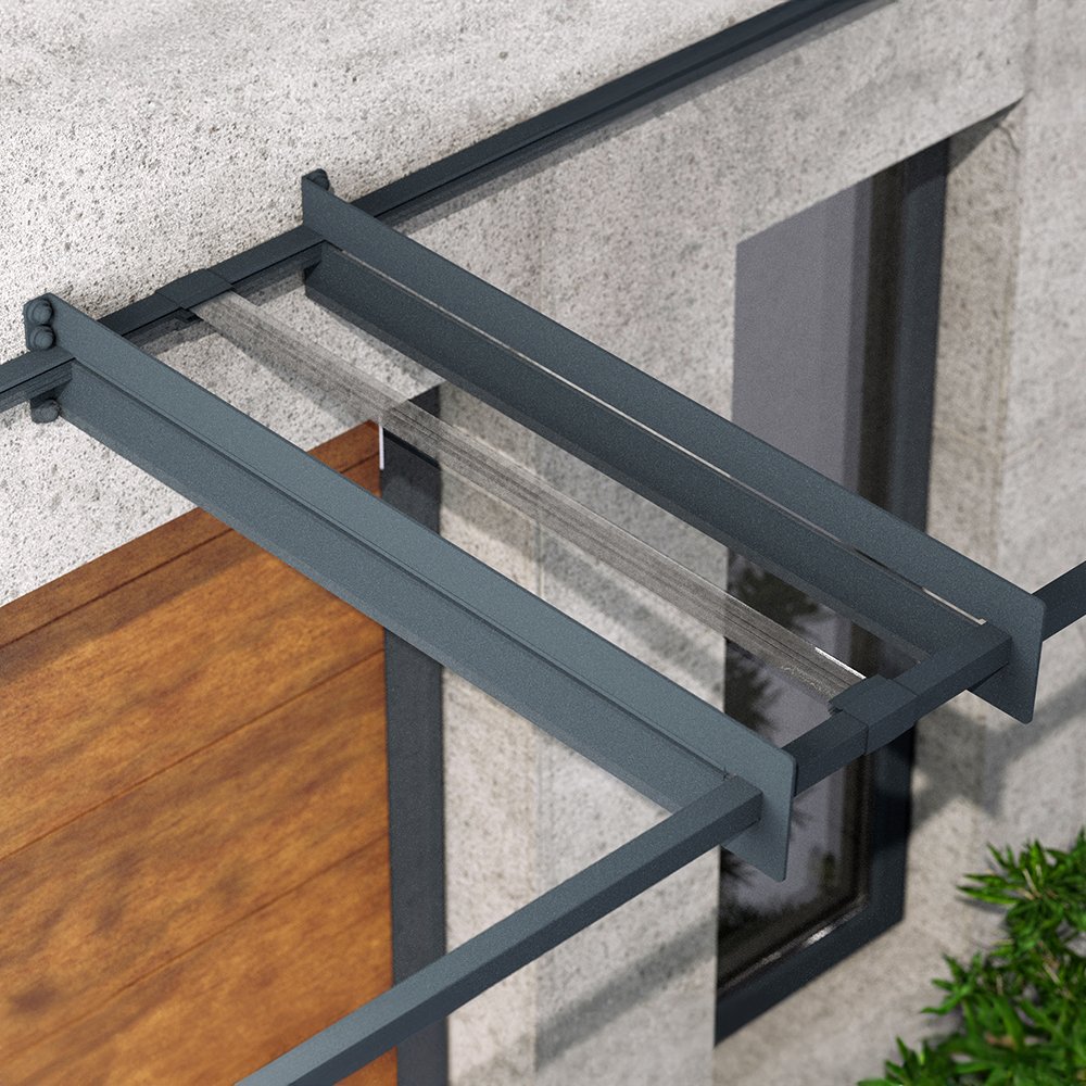 Palram Canopia Nancy 3000 Door Canopy Grey 10x3 - elbec garden buildings