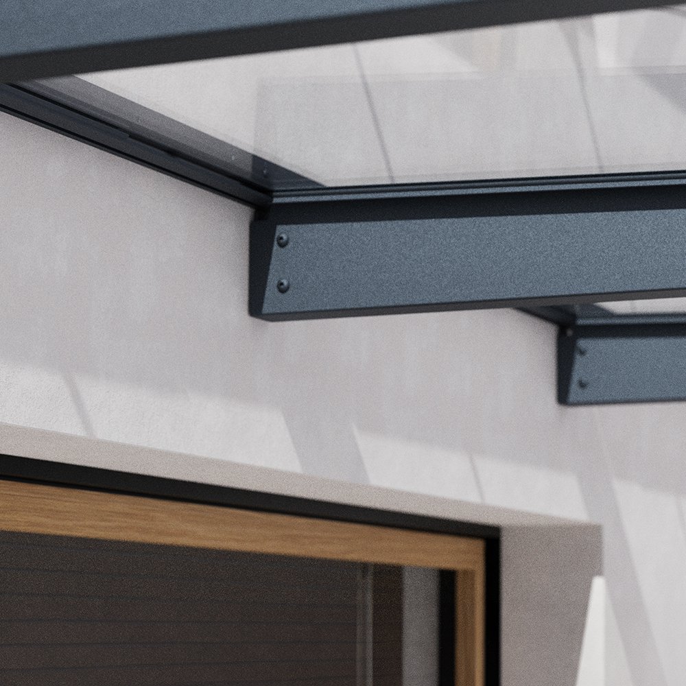 28x5 Palram Sophia XL Grey Clear Door Canopy - elbec garden buildings