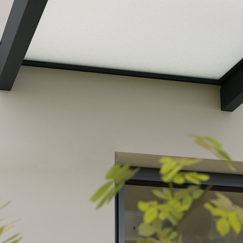 28x5 Palram Sophia XL Grey Opal Door Canopy - elbec garden buildings