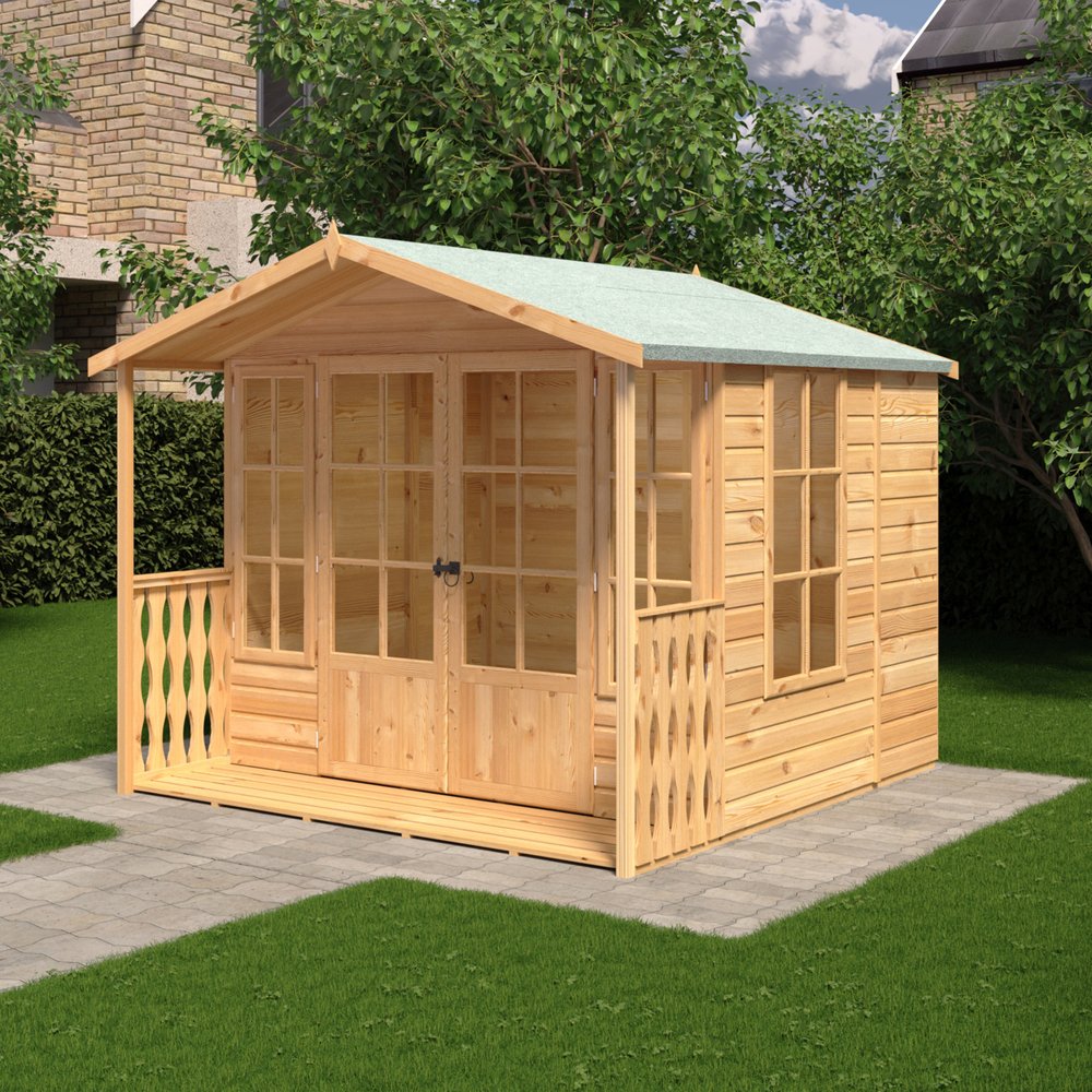 8 x 8 Shire Delmora Summerhouse with verandah - elbec garden buildings