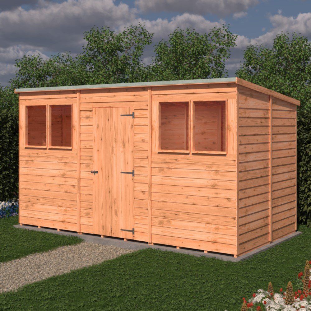 12x6 Shire Value Overlap Pent Shed - elbec garden buildings
