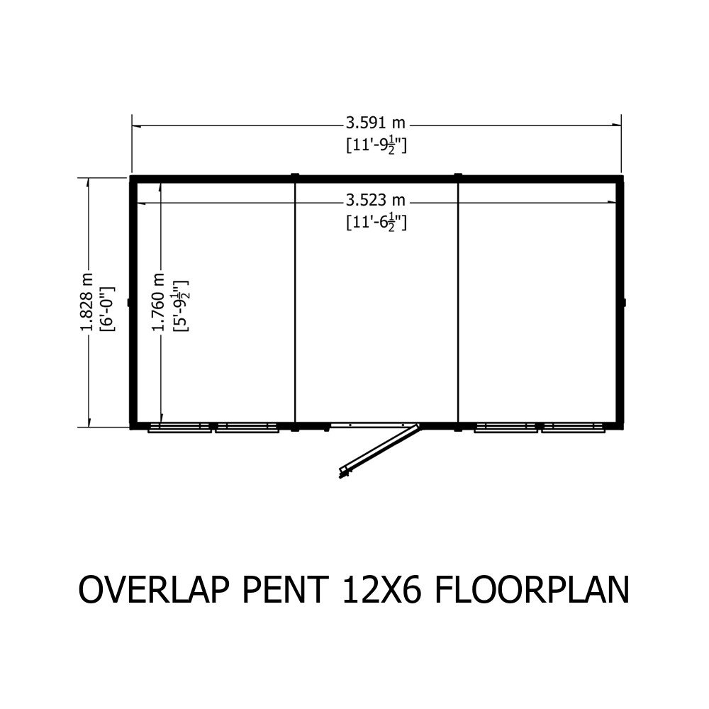 12x6 Shire Value Overlap Pent Shed - elbec garden buildings