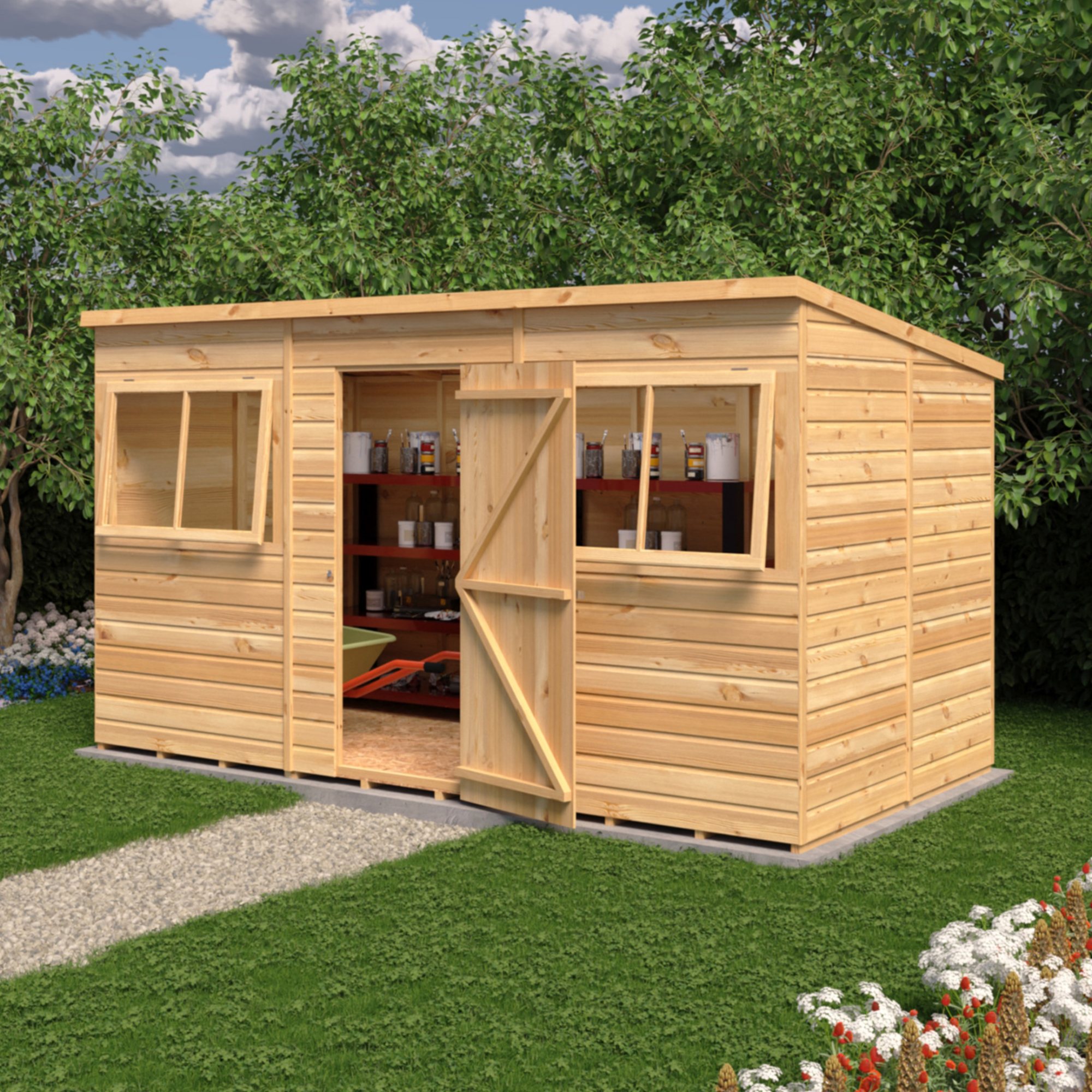 12 x 6 Shire Shiplap Pent Shed - elbec garden buildings
