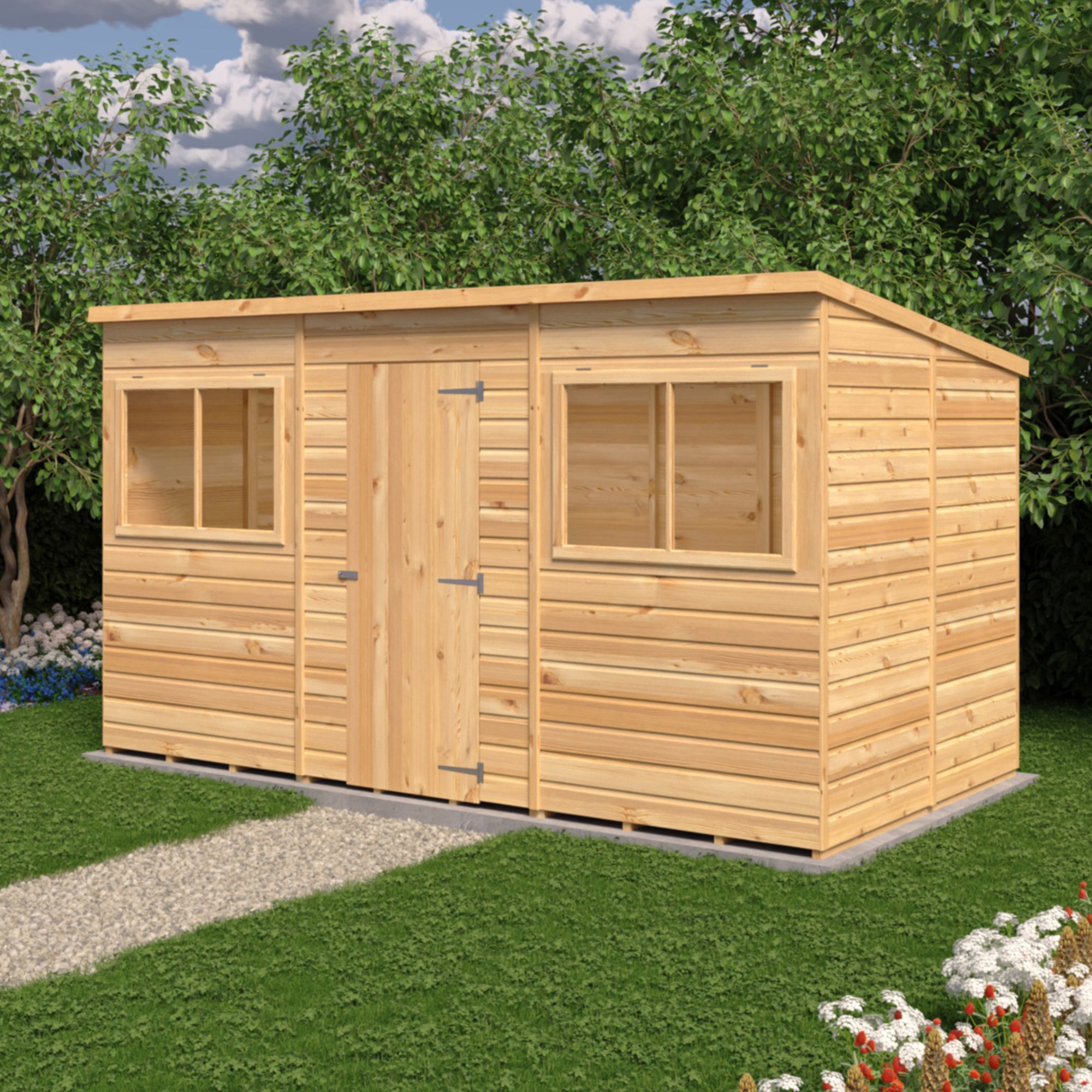 12 x 6 Shire Shiplap Pent Shed - elbec garden buildings