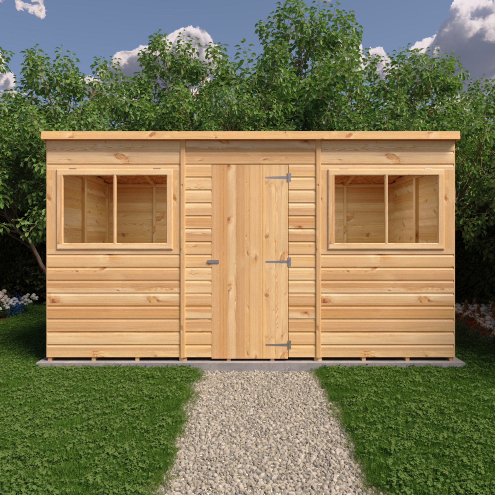 12 x 6 Shire Shiplap Pent Shed - elbec garden buildings