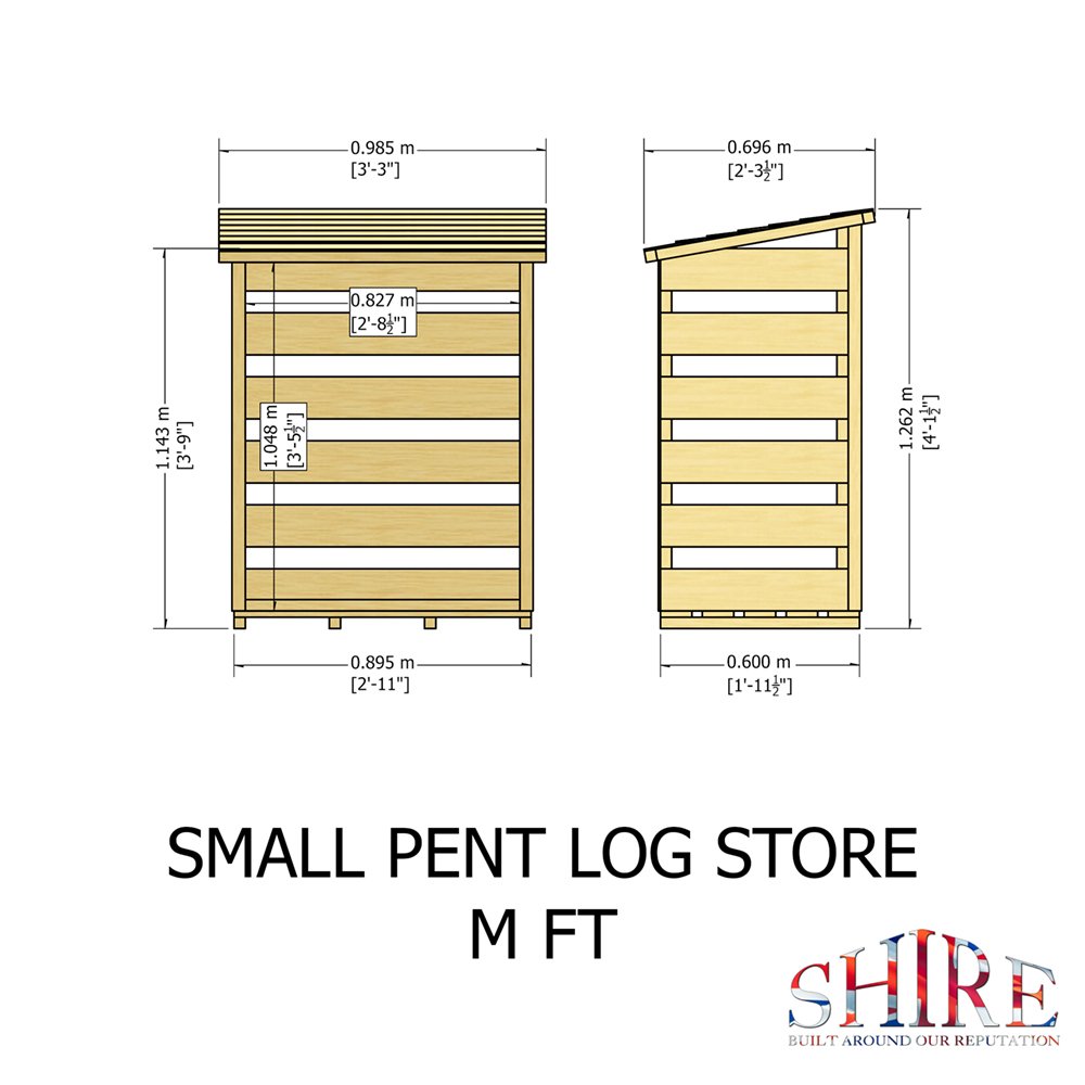 3x2 Shire Pent Log Store - Pressure Treated - elbec garden buildings