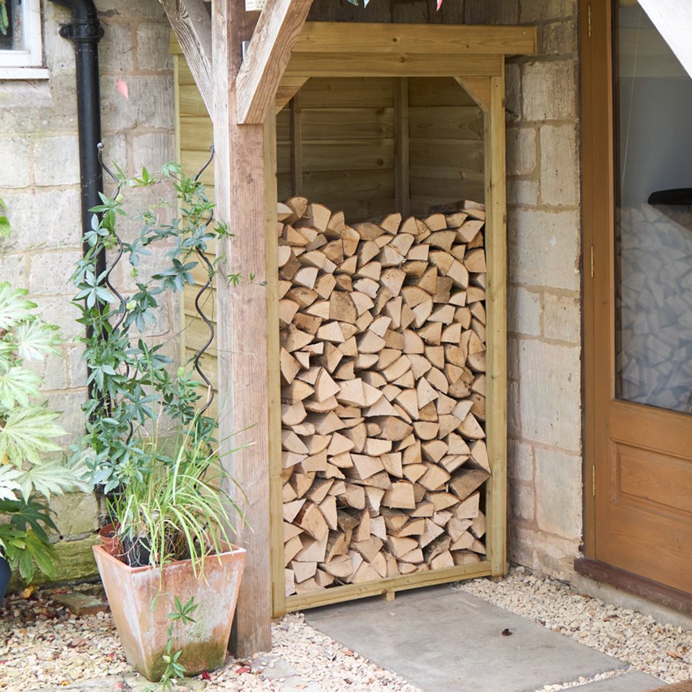 Forest 3x3 Pressure Treated Pent Log Store - elbec garden buildings