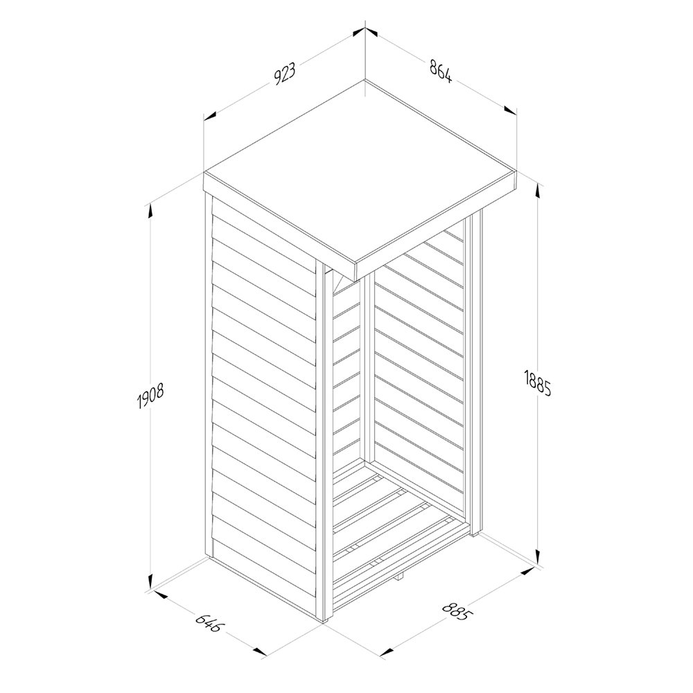 Forest 3x3 Pressure Treated Pent Log Store - elbec garden buildings