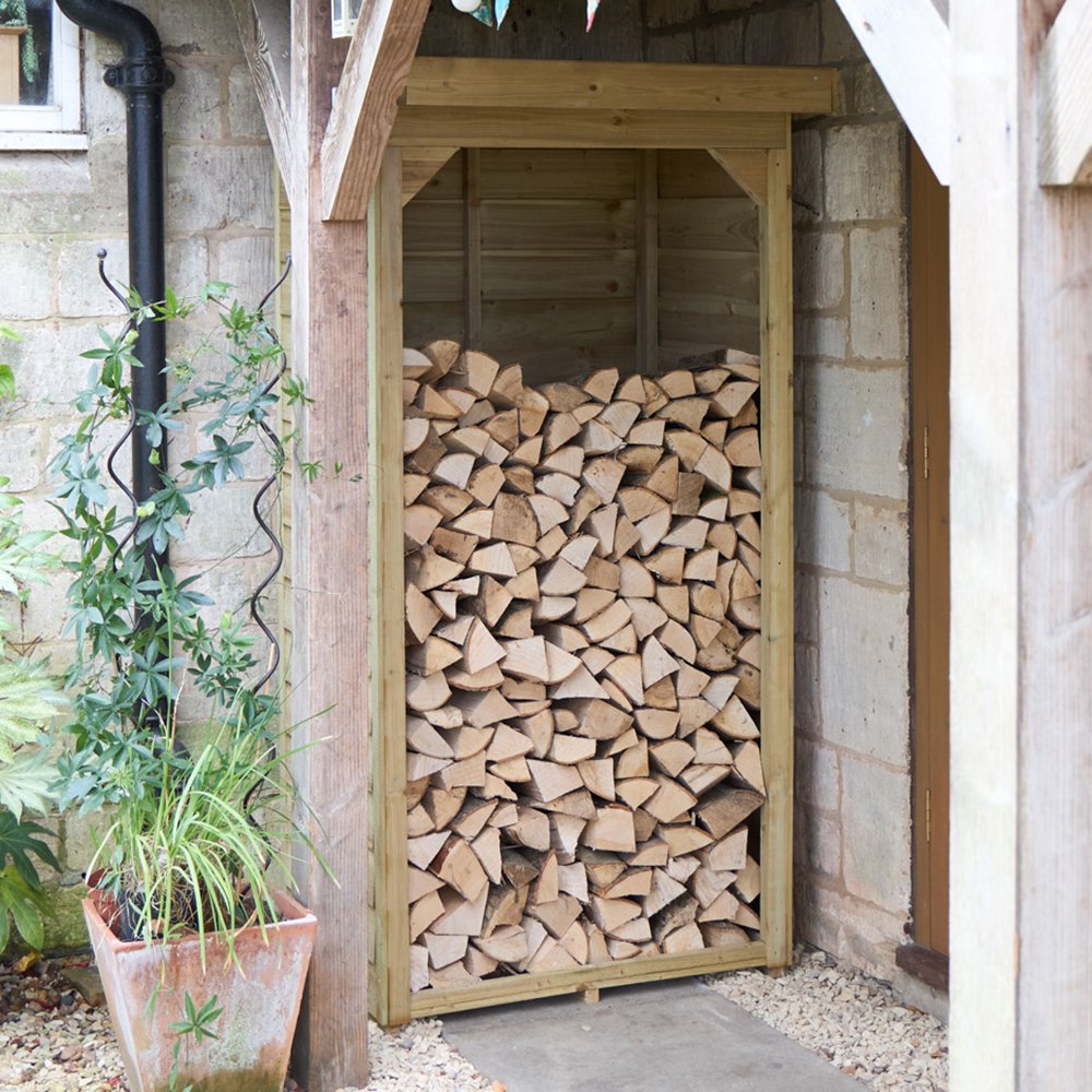 Forest 3x3 Pressure Treated Pent Log Store - elbec garden buildings