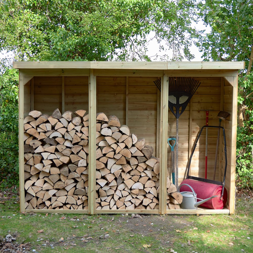 9 x 3 Forest Pent Large Log Store - elbec garden buildings