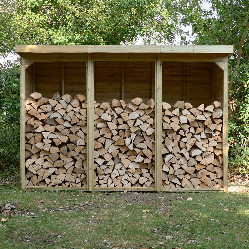 9 x 3 Forest Pent Large Log Store - elbec garden buildings