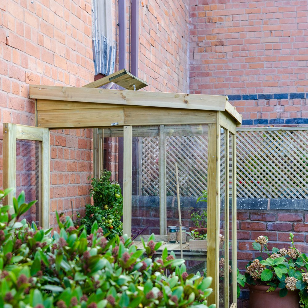 Forest 4x4m Lean To Greenhouse Open Back - elbec garden buildings